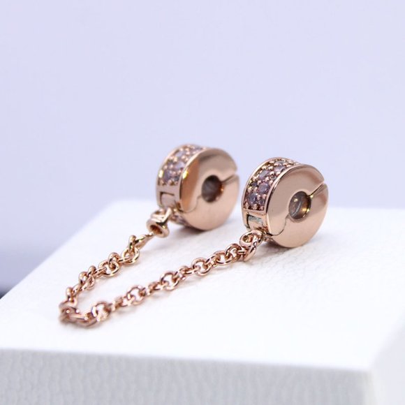 Pandora | Jewelry | Pandora Clear Pav Safety Chain Clip Charm | Poshmark